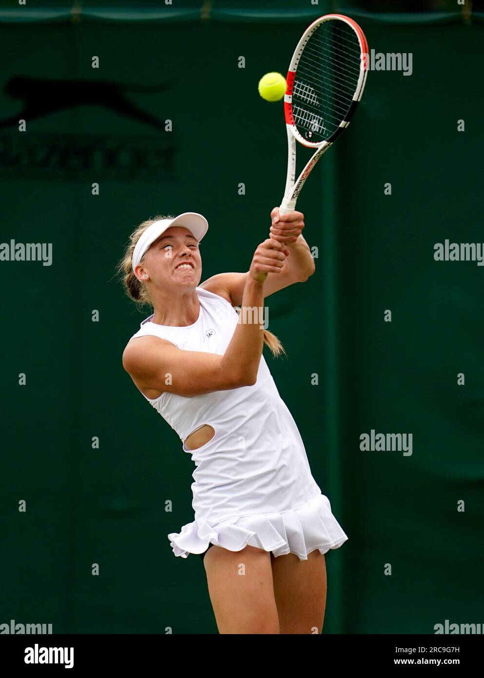 Alina Korneeva in action against Ena Koike in their Girl's Singles ...