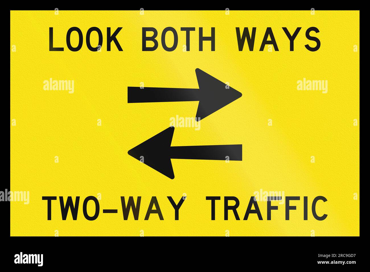 An Australian temporary road sign - Look both ways, two-way traffic ...