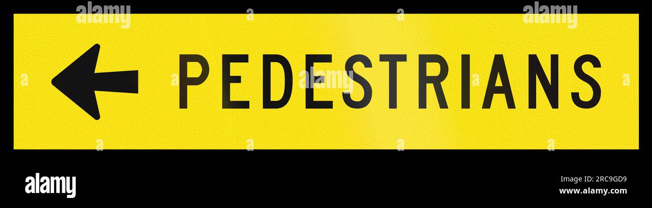 An Australian temporary road sign - Pedestrians to the left Stock Photo ...
