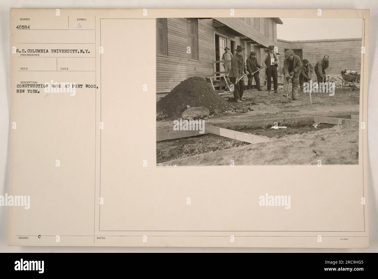 Construction work taking place at Fort Wood, New York during World War ...