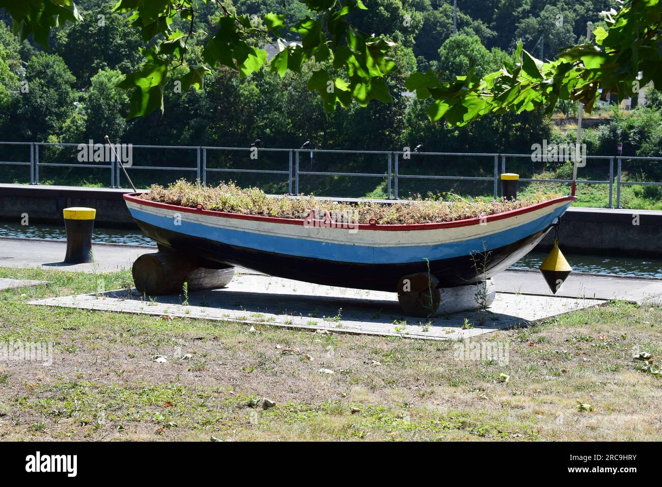 Boat in the colors of Luxembourg Stock Photo - Alamy