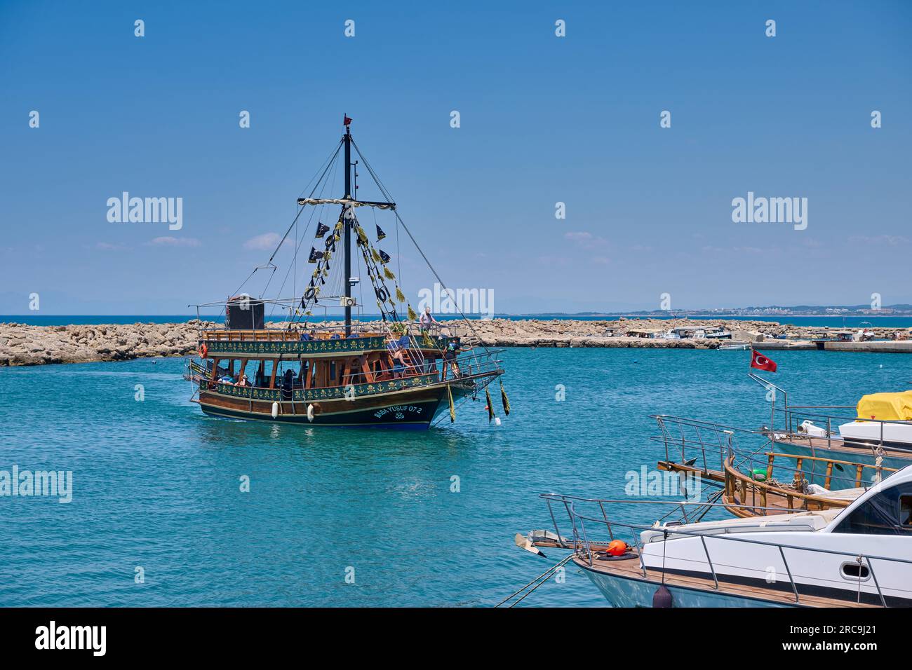 Hafen der Altstadt von Side, Antalya, Tuerkei |harbour of Old town of ...