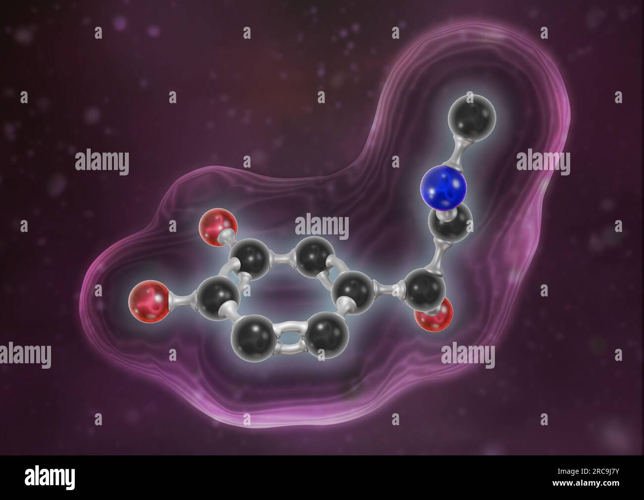 Illustration von Adrenalin (Epinephrin) in einer 3D Darstellung als ...