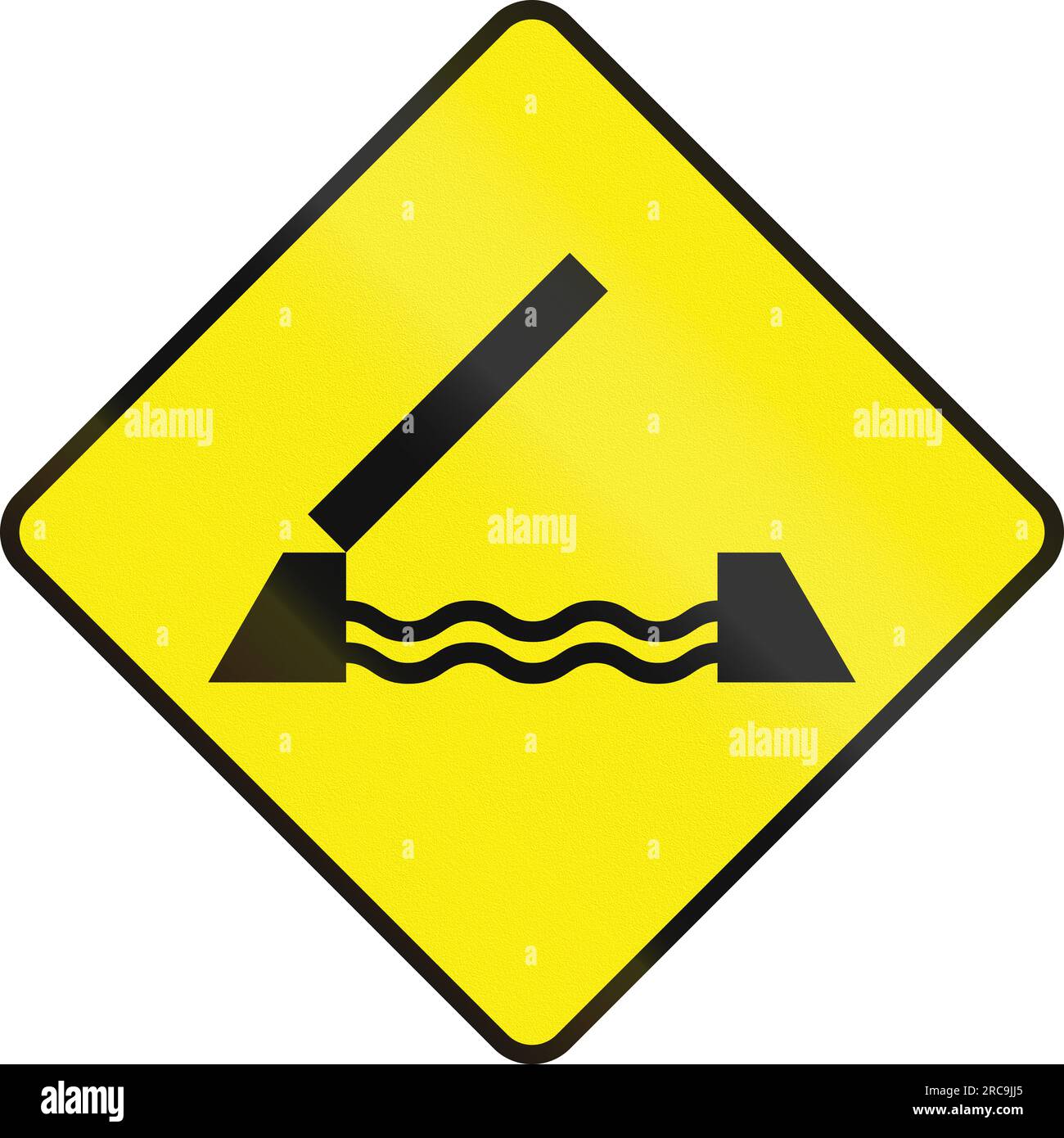Warning road sign in Ireland - Movable bridge Stock Photo - Alamy