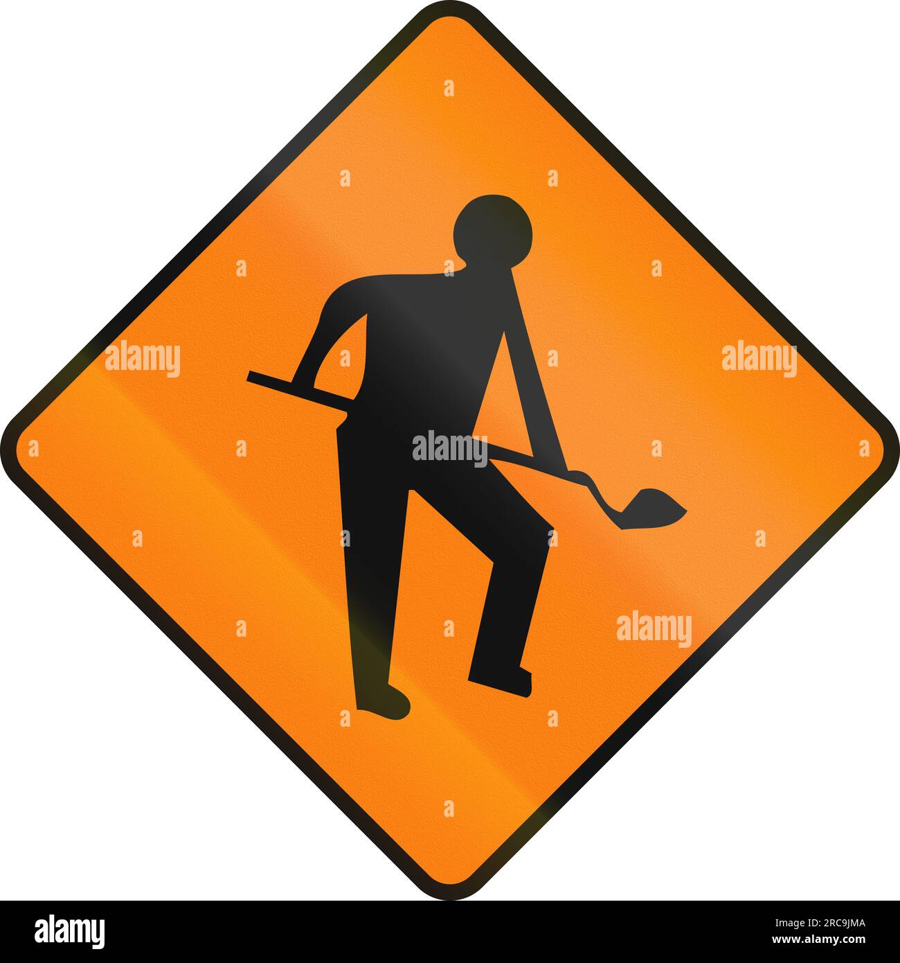 Irish traffic warning sign: Workers in road ahead Stock Photo - Alamy