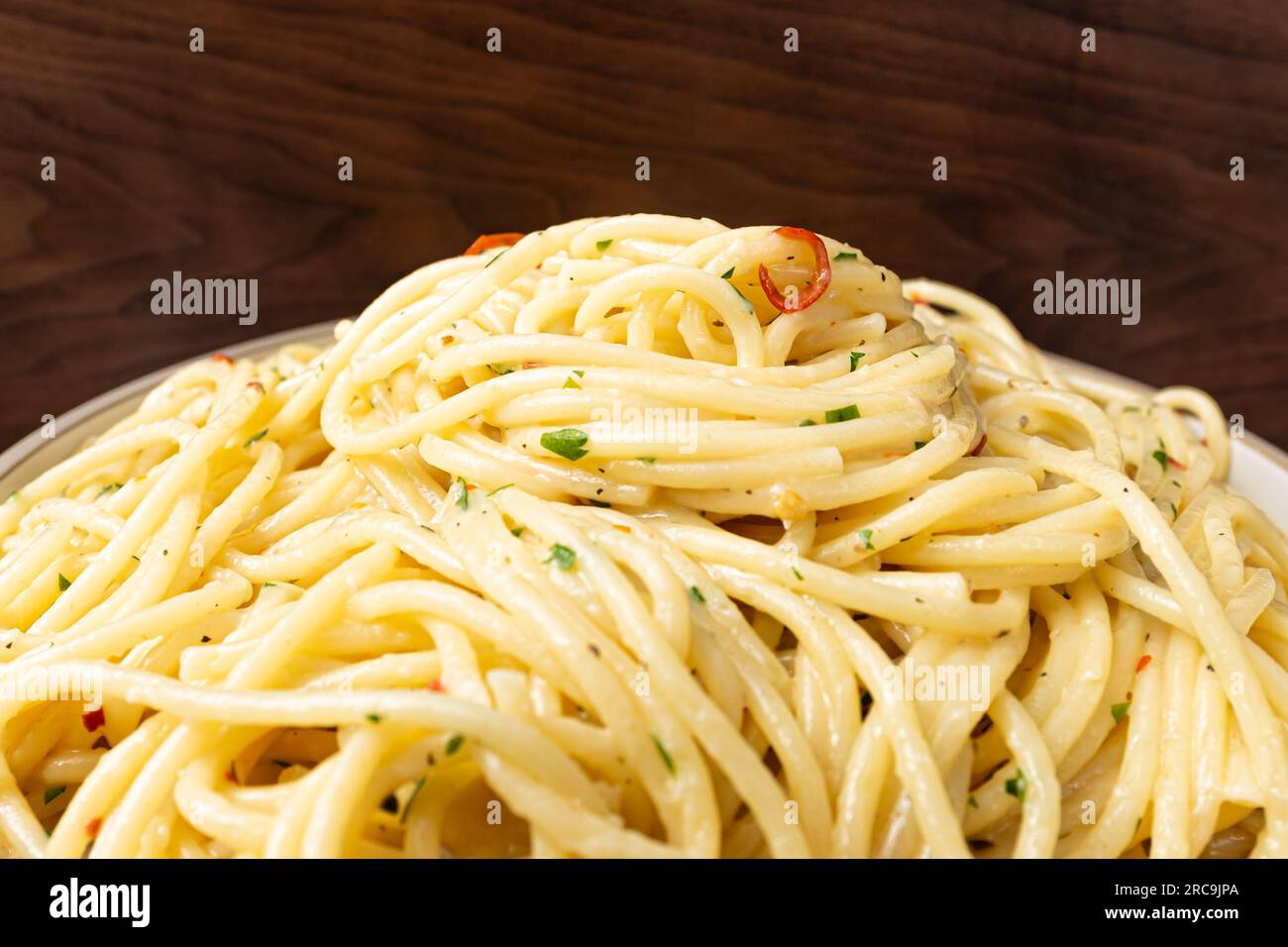 Pasta aglio e olio made with spaghetti with garlic and olive oil Stock ...