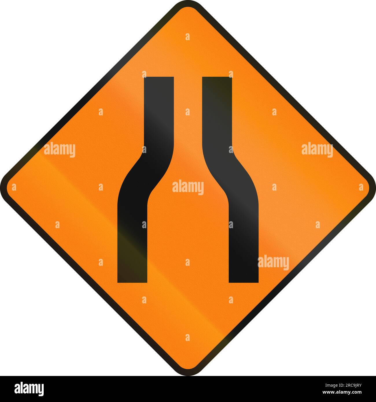 Irish temporary road warning sign: One lane road/narrow road ahead ...