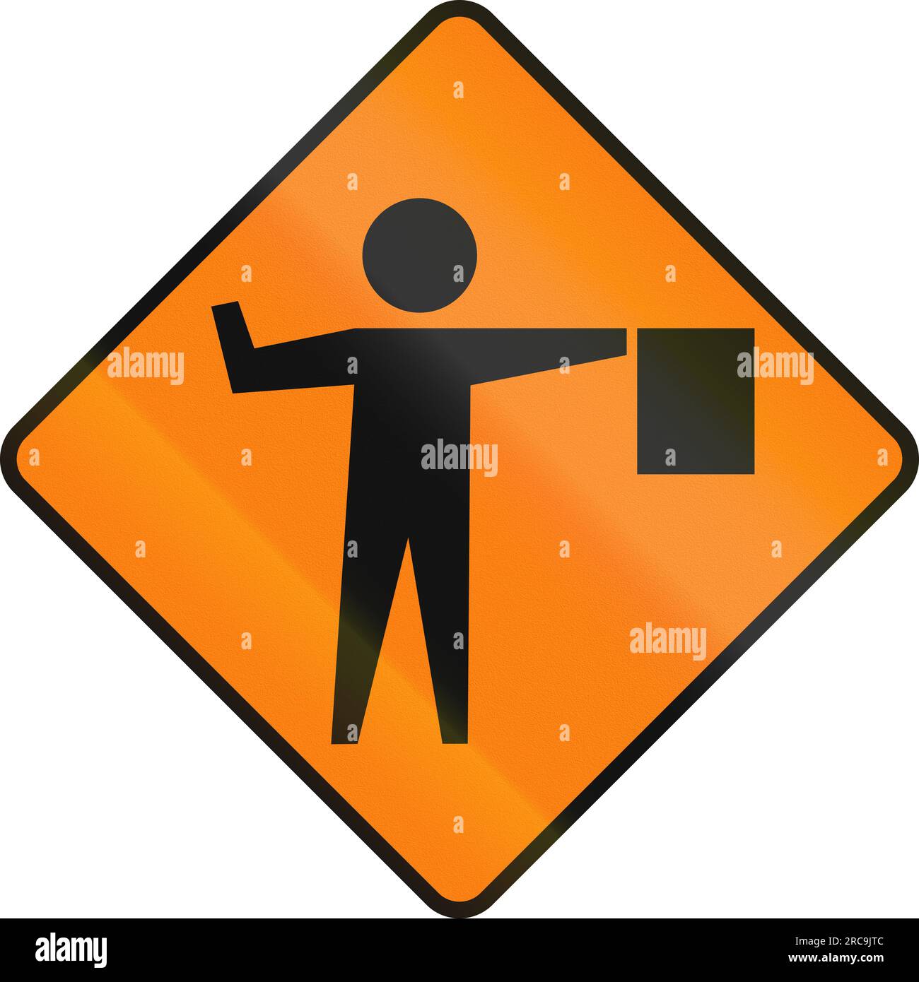 Irish temporary warning traffic sign: Flaggers in road ahead Stock ...