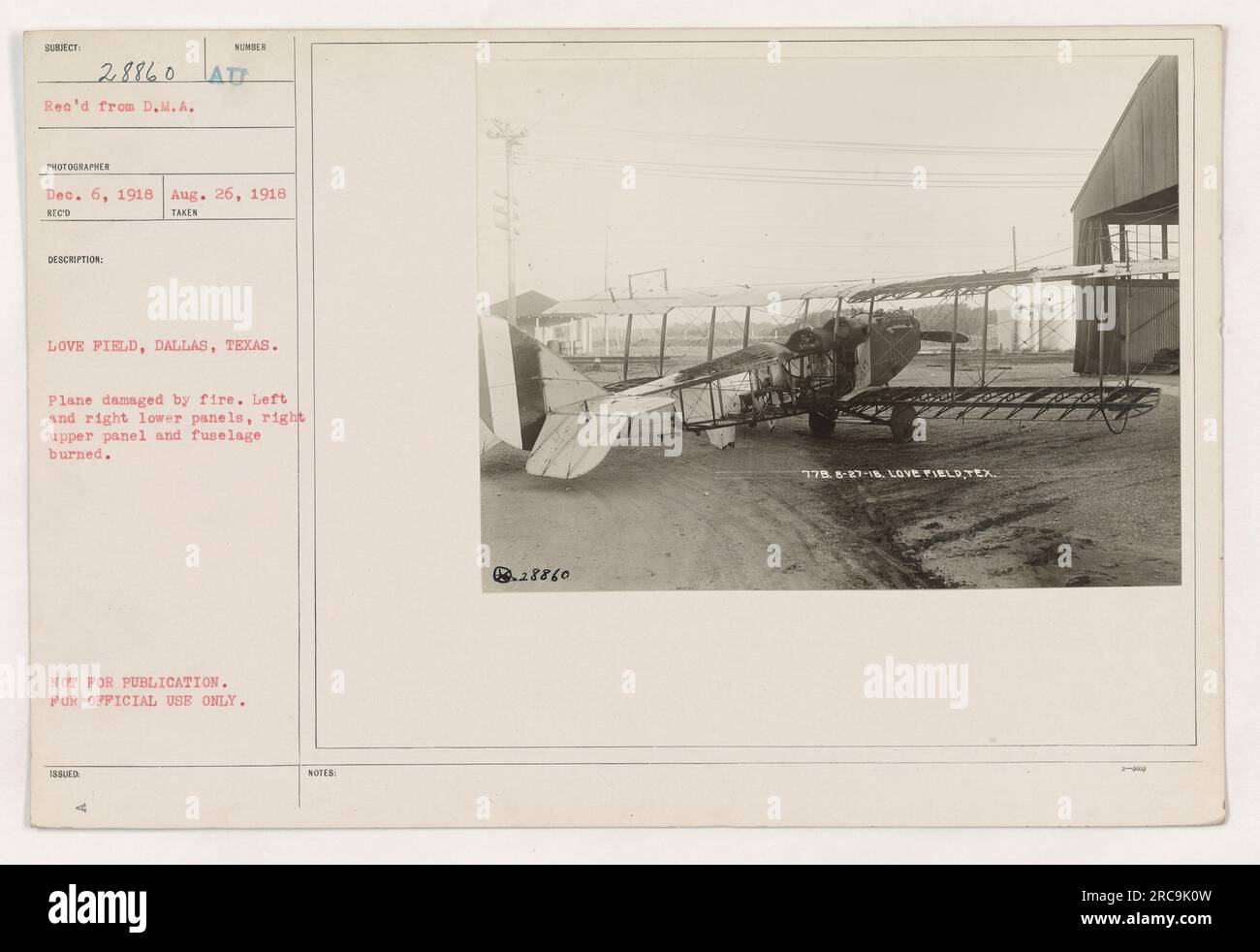 The image depicts a plane at Love Field, Dallas, Texas, that has been ...