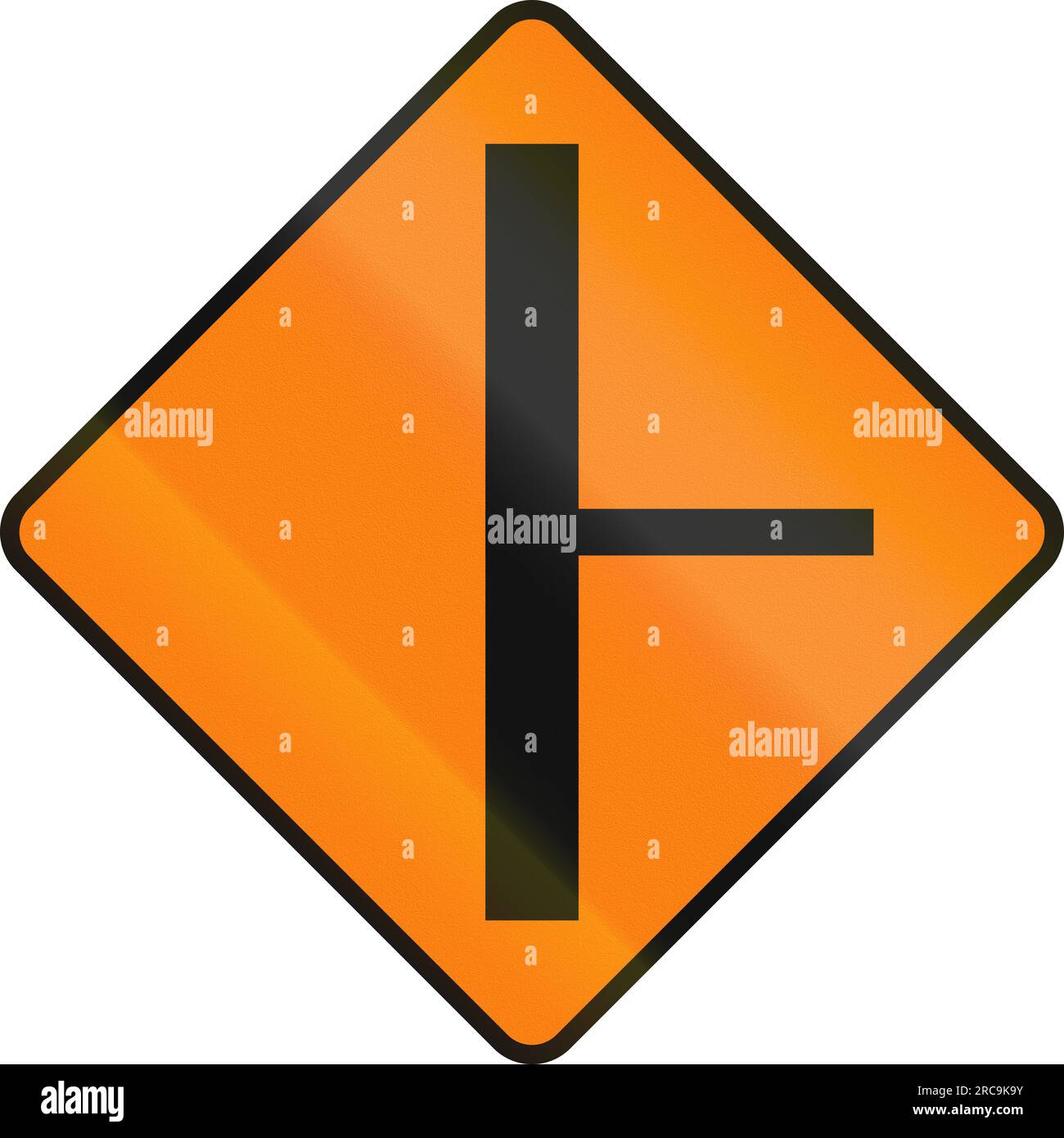 Irish temporary road warning sign - T-Intersection ahead Stock Photo ...