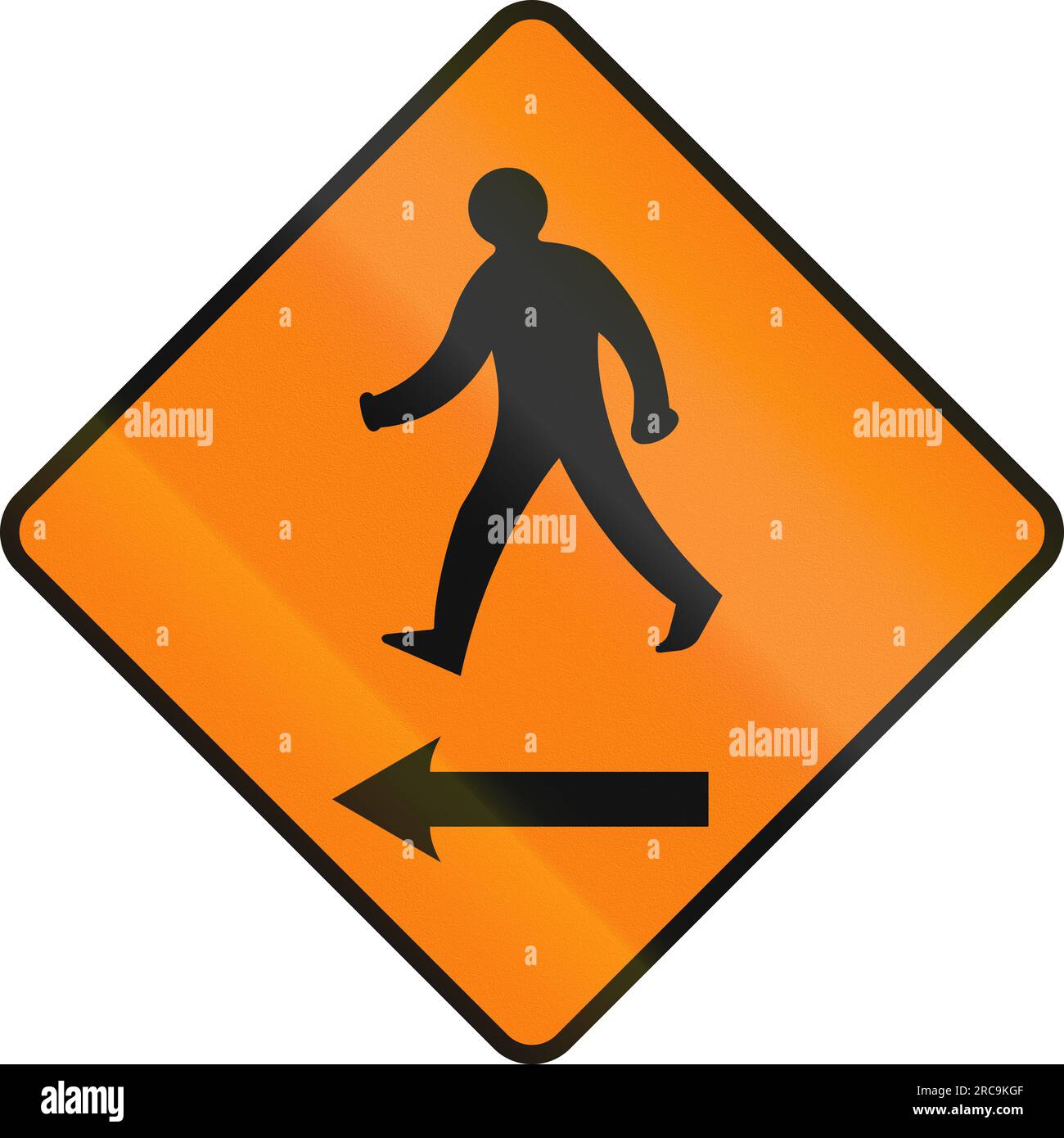 Irish temporary traffic warning sign: Pedestrians on the left Stock ...