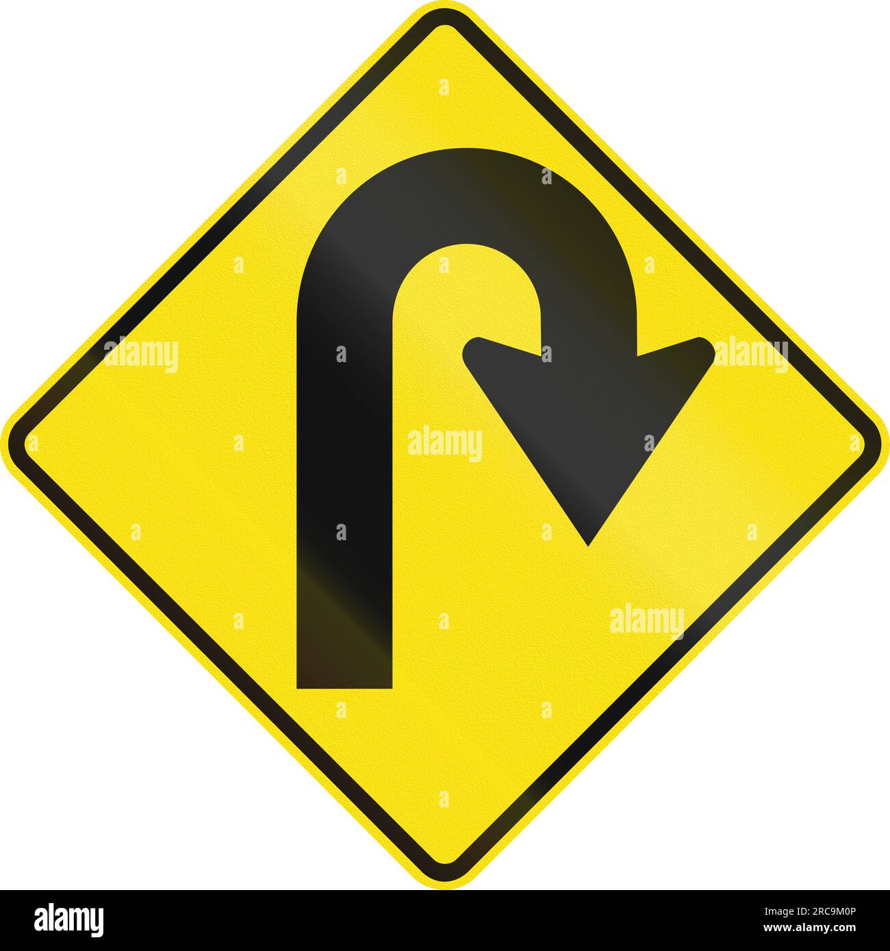 Australian road warning sign - Hairpin Curve Stock Photo - Alamy
