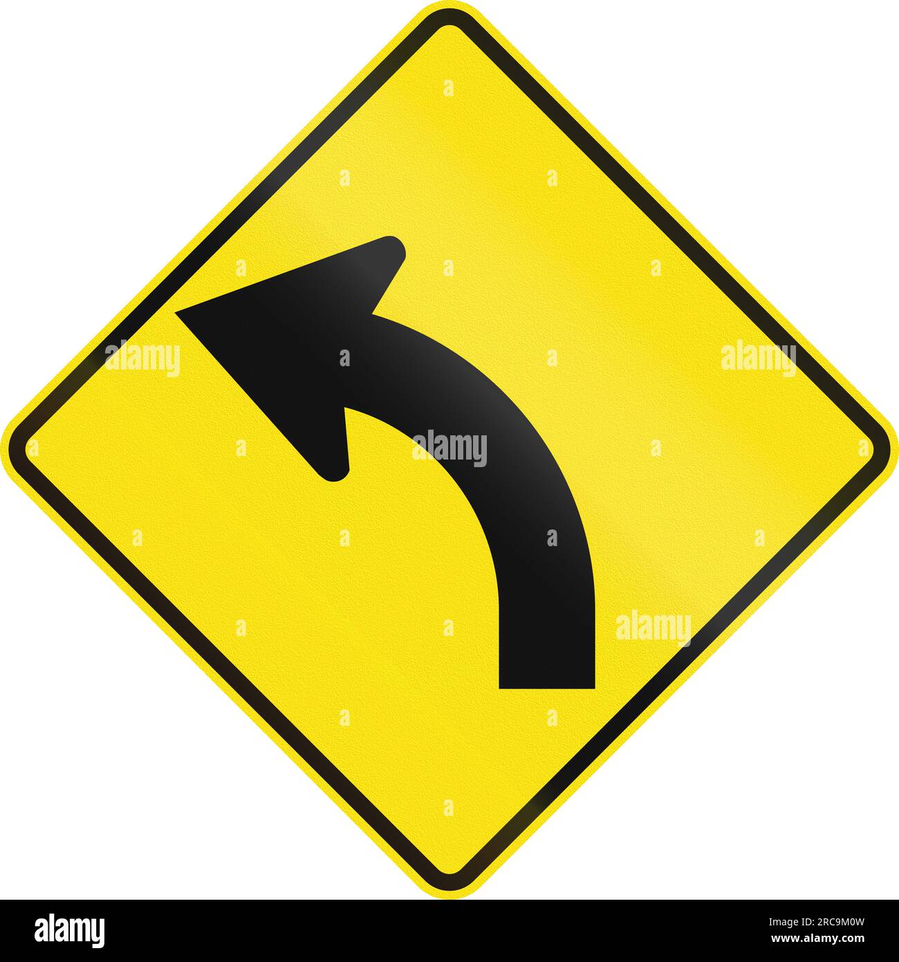 Australian road warning sign - Left curve ahead Stock Photo - Alamy