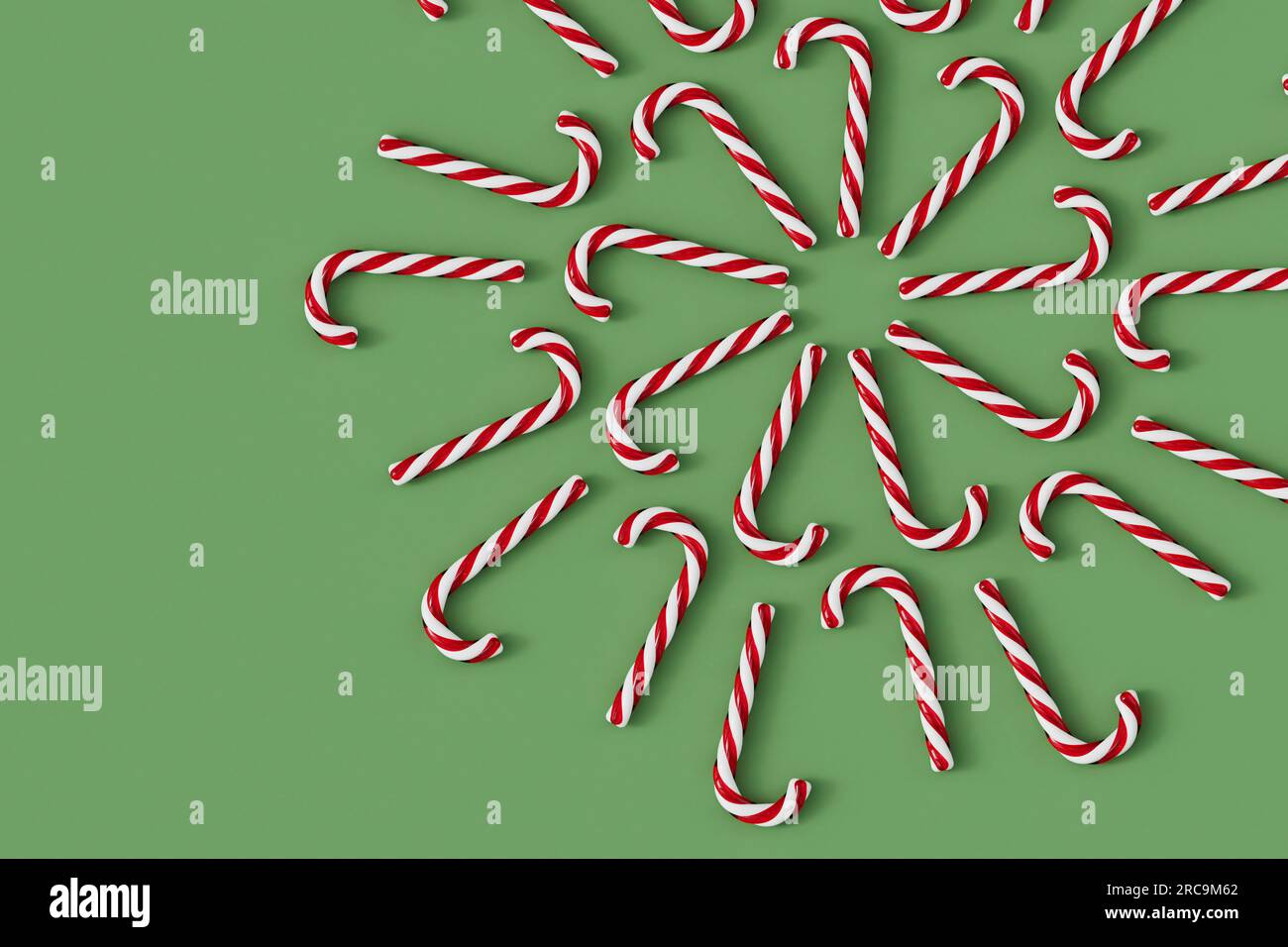 Christmas candy cane sweets in a circle pattern. 3D Rendering Stock ...