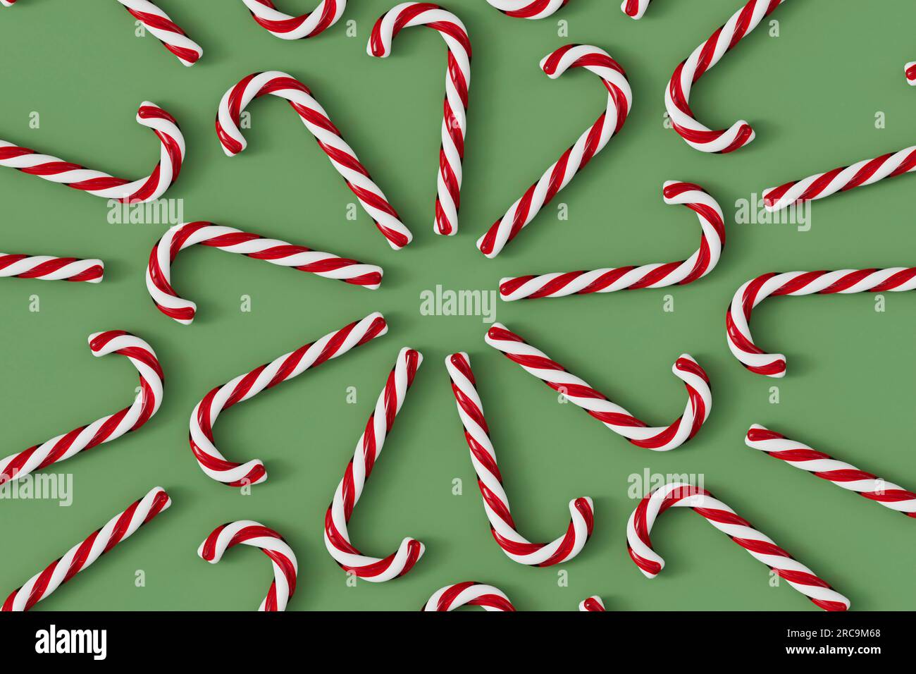 Christmas candy cane sweets in a circle pattern. 3D Rendering Stock ...