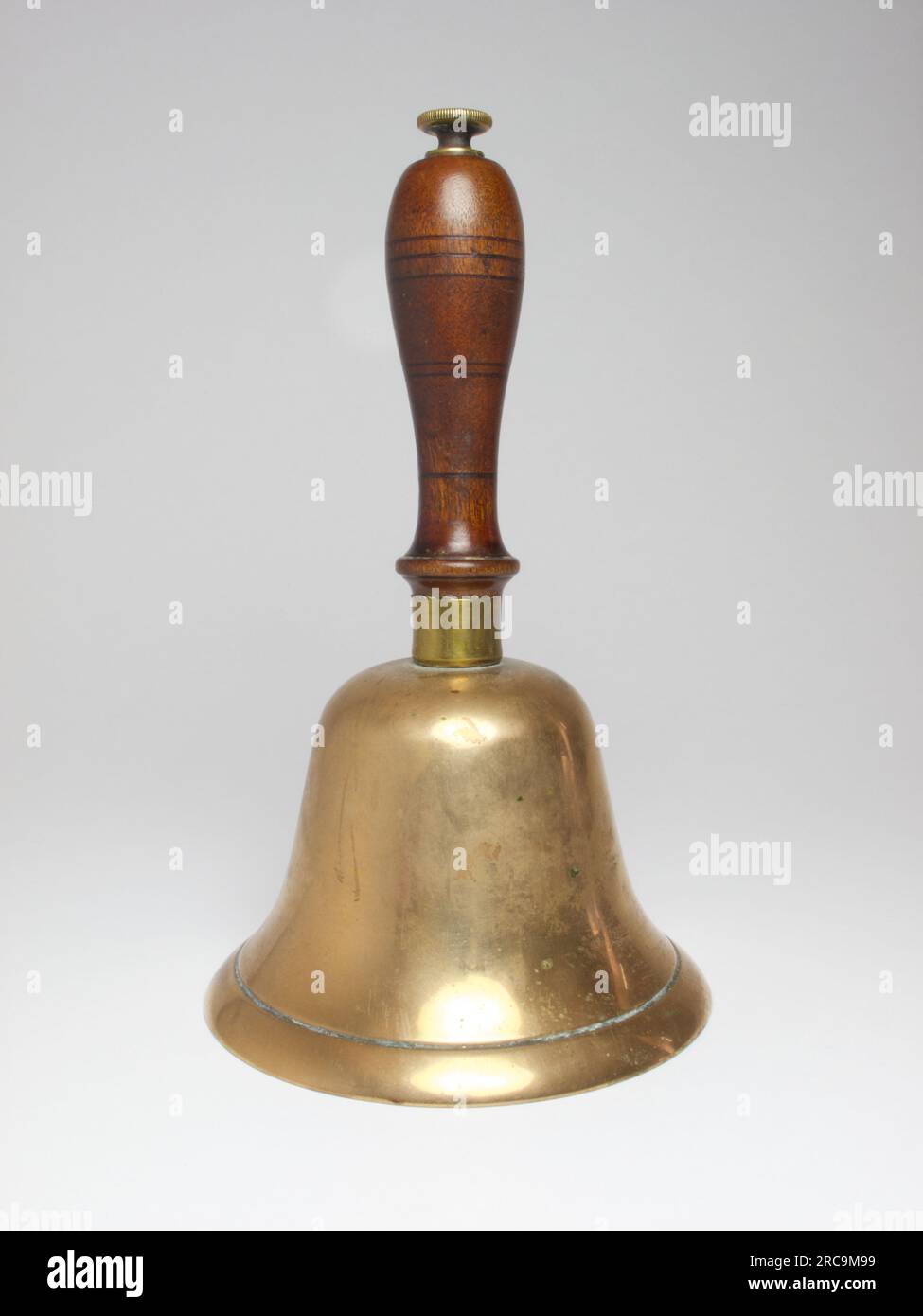 Antique bronze handbell with mahogany handle, made circa 1900 Stock ...