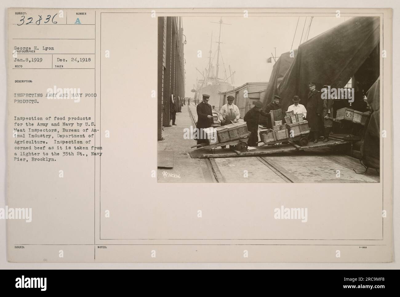 US meat inspectors from the Bureau of Animal Industry, Department of ...