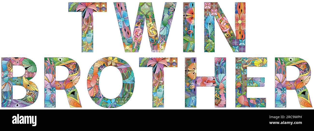 Hand-painted art design. Illustration words TWIN BROTHER for t-shirt ...