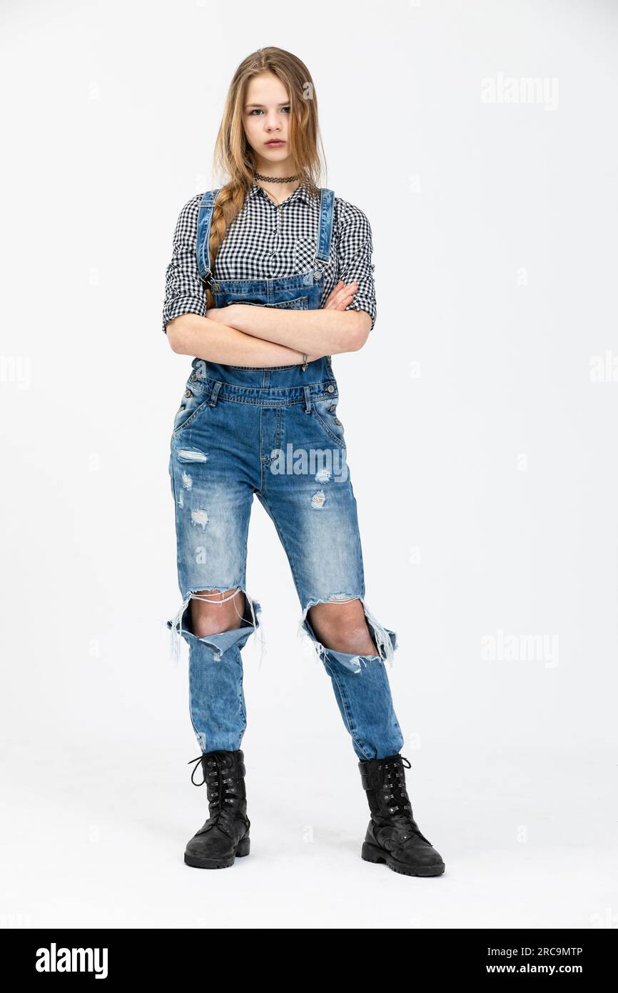 Girl in rolled up jeans hi-res stock photography and images - Alamy