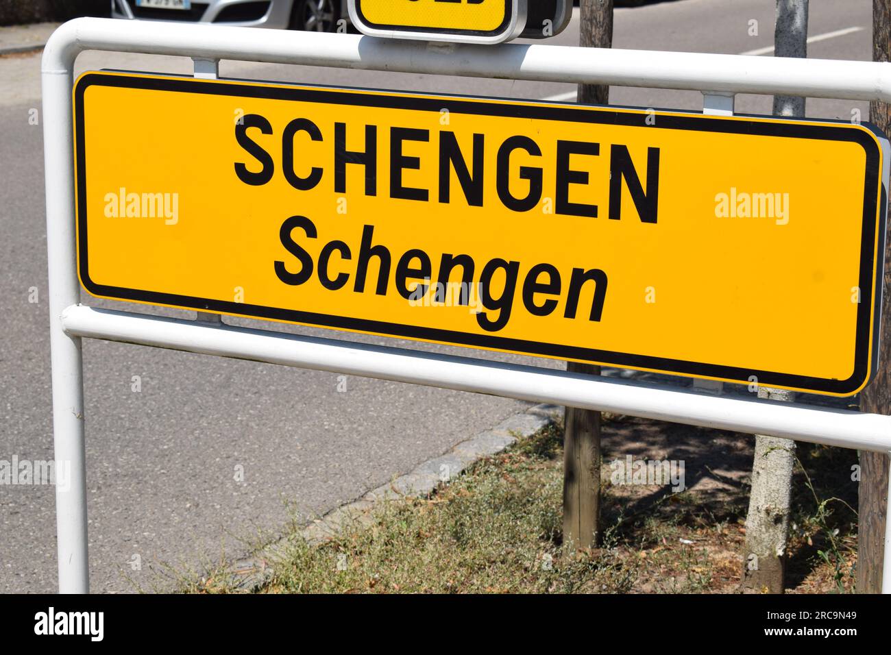 Schengen city road sign hi-res stock photography and images - Alamy