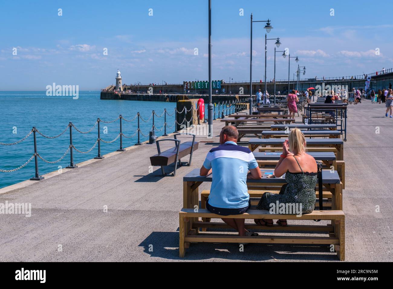 Folkestone, UK - 9 July 2023: Outdoor dining terrace, Folkestone ...