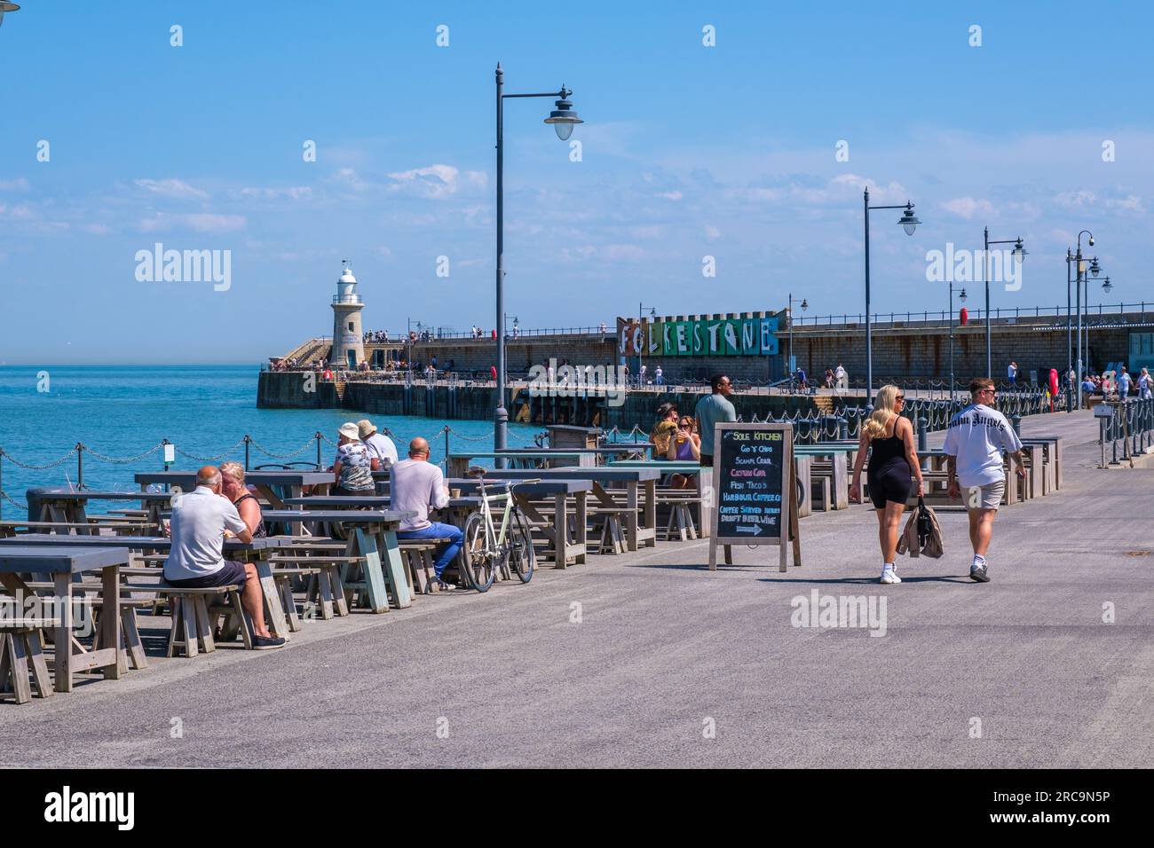 Folkestone, UK - 9 July 2023: Outdoor dining terrace, Folkestone ...