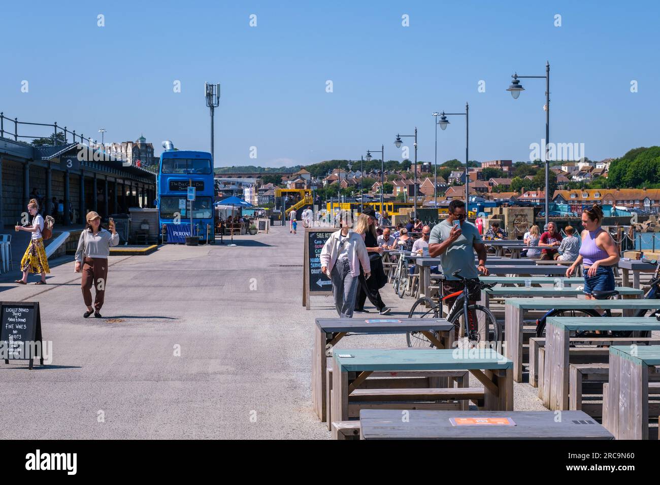 Folkestone, UK - 9 July 2023: Outdoor dining terrace, Folkestone ...