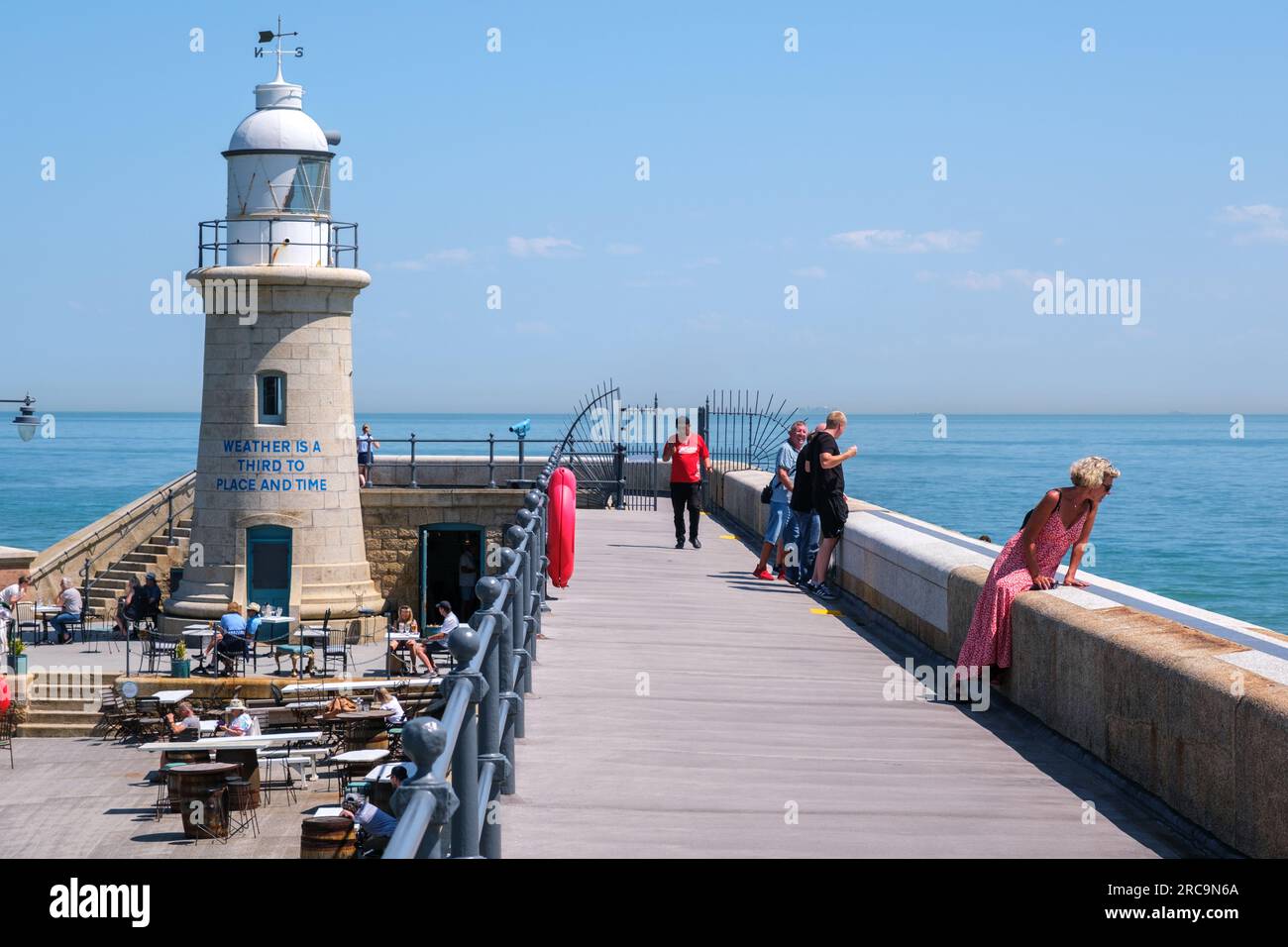 Folkestone, UK - 9 July 2023: Folkestone's Harbour Arm and Lighthouse ...