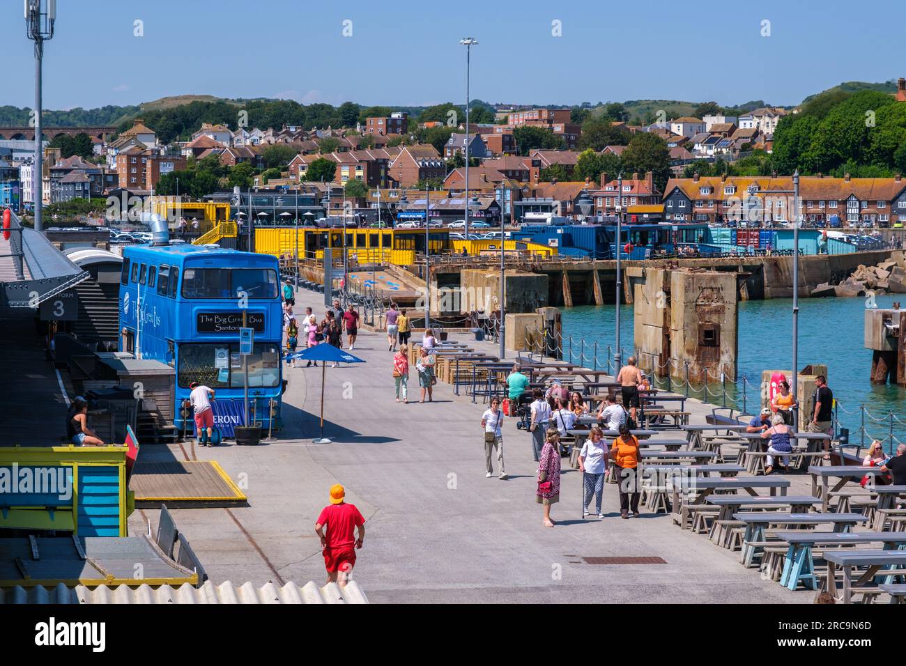 Folkestone, UK - 9 July 2023: Outdoor dining terrace, Folkestone ...
