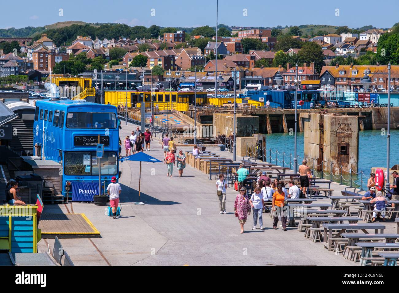 Folkestone, UK - 9 July 2023: Outdoor dining terrace, Folkestone ...
