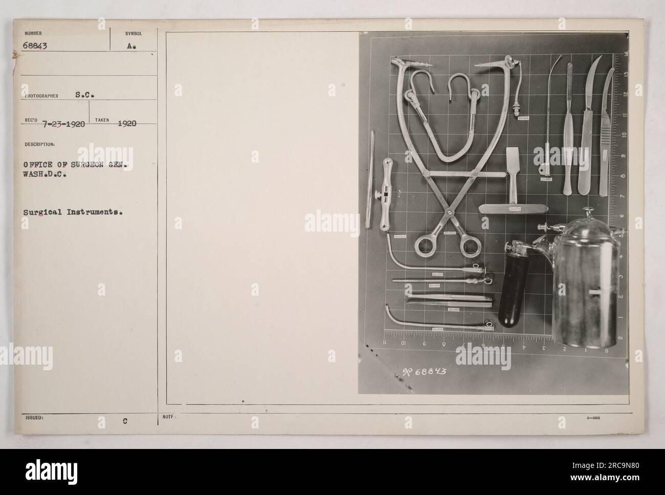A photograph of surgical instruments at the Office of Surgeon General ...