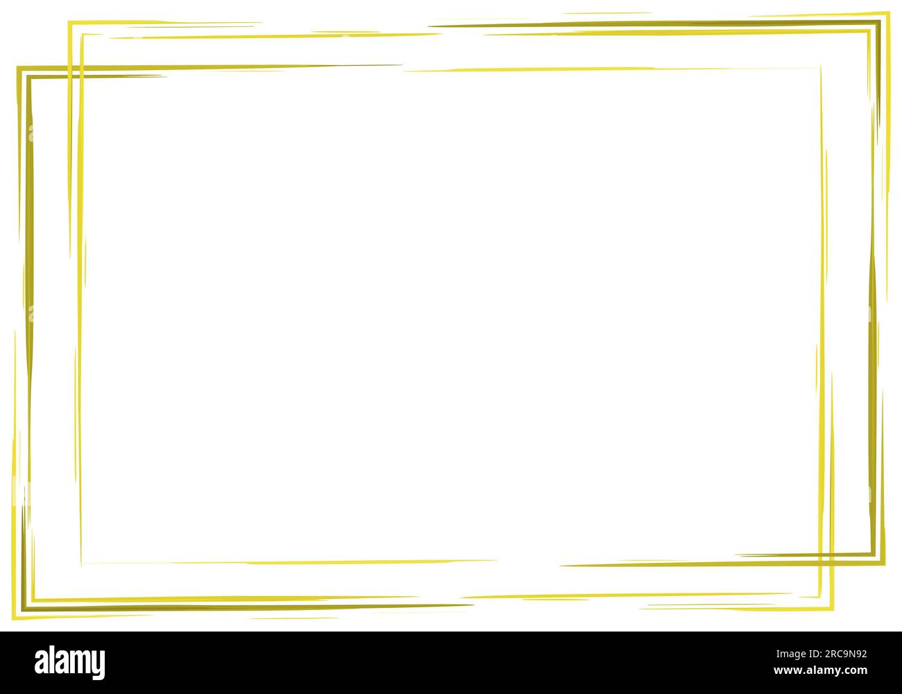 Watercolor rectangle horizontal thin double golden frame. Copy space ...