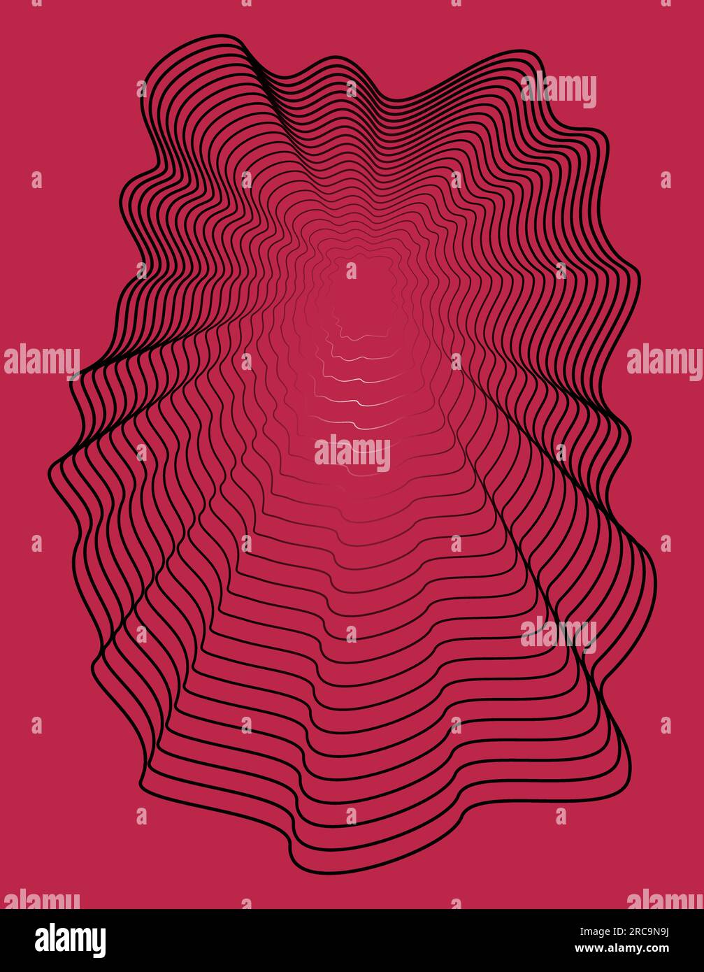 Psychedelic abstract vertical illustration Viva magenta color Wireframe flying ghost Vector ...