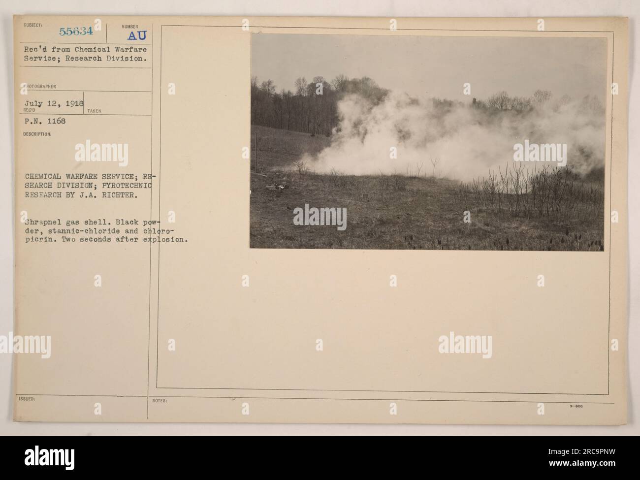 Chemical Warfare Service's research division conducted pyrotechnic ...