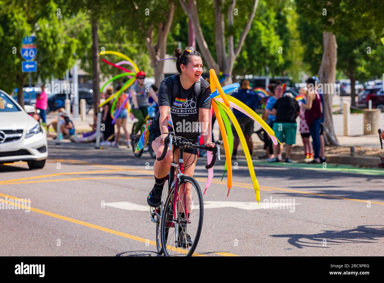 Oklahoma, JUN 26 2023 - Sunny exterior view of the Pride Parade event ...