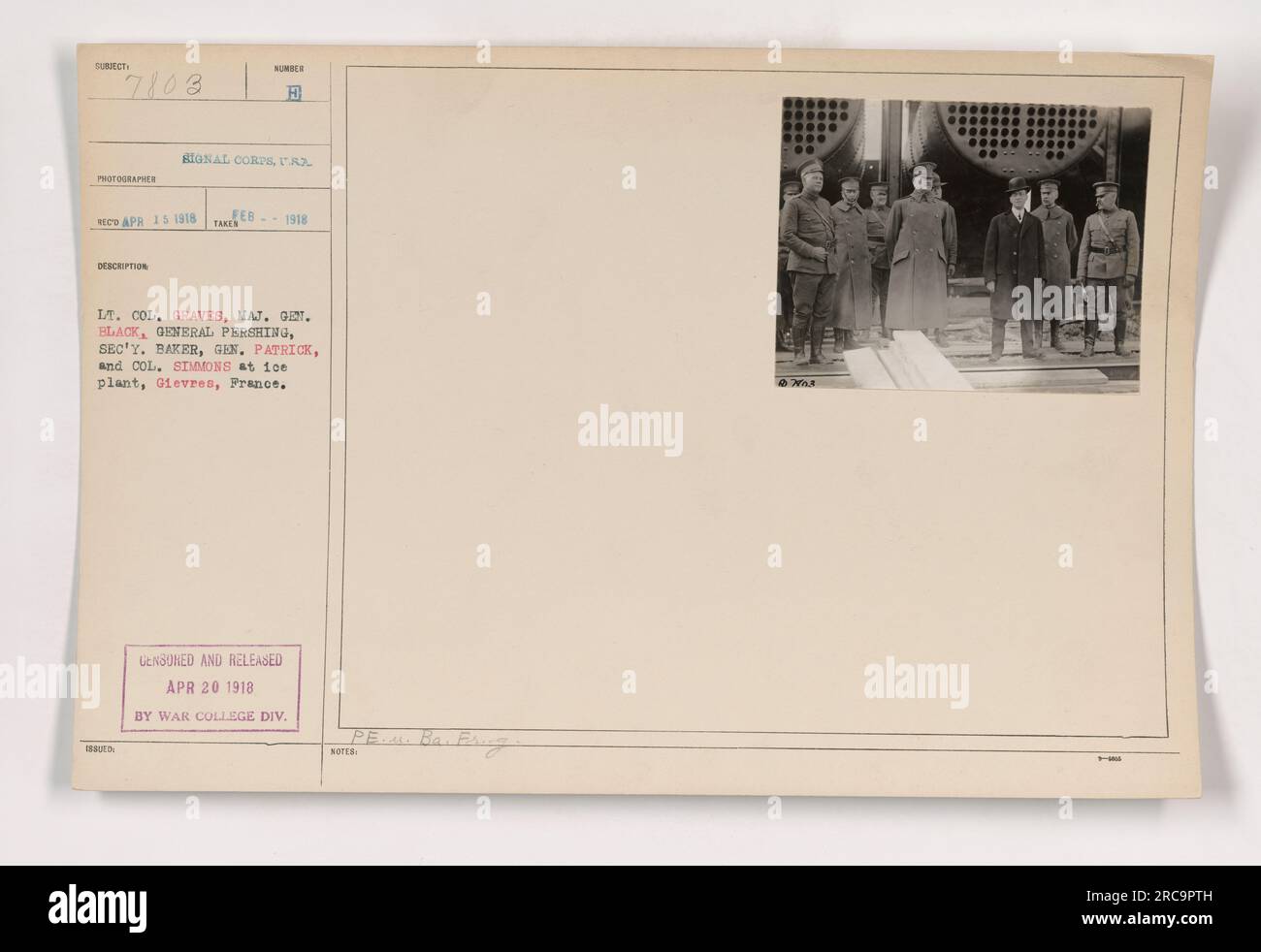 Major General Graves, General Black, General Pershing, Secretary Baker ...