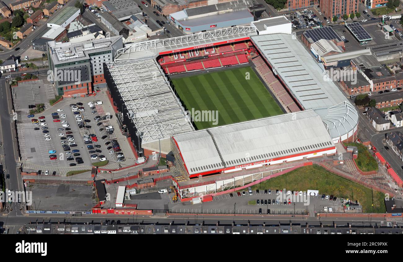 aerial view of Sheffield United's Bramall Lane Stadum, South Yorkshire ...