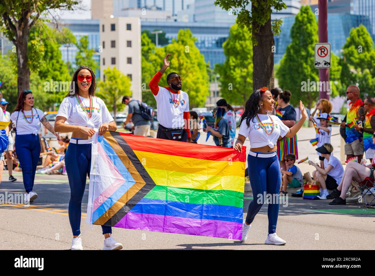 Oklahoma, JUN 26 2023 - Sunny exterior view of the Pride Parade event ...