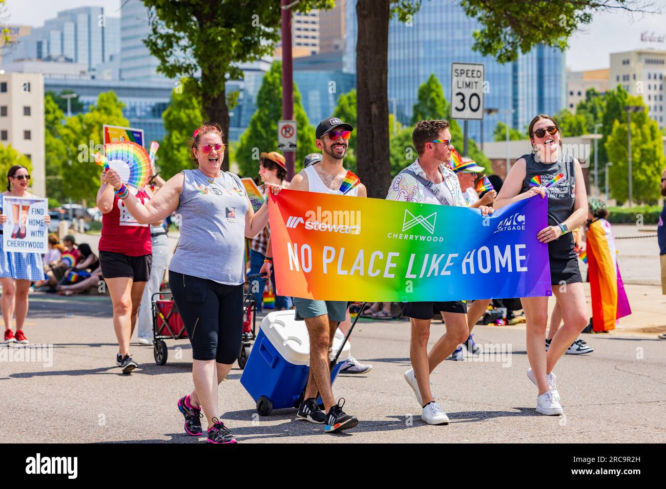Oklahoma, JUN 26 2023 - Sunny exterior view of the Pride Parade event ...