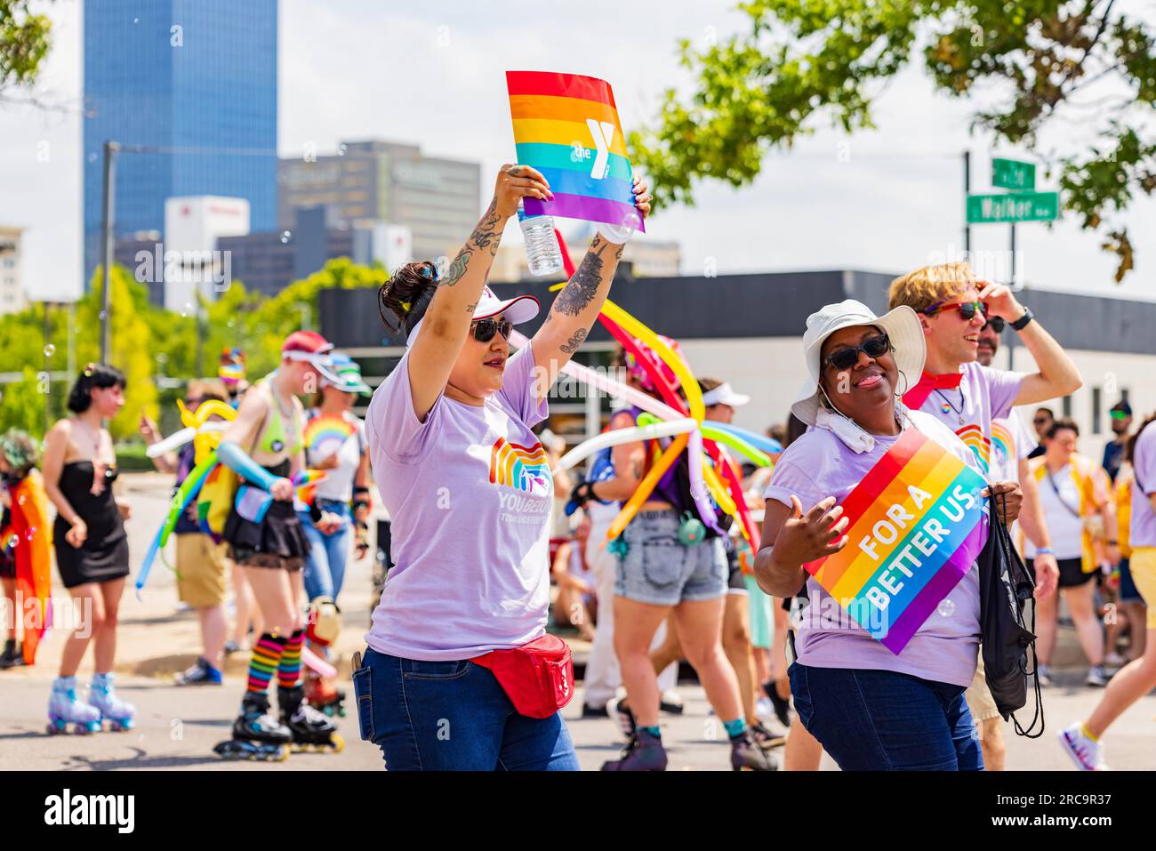Oklahoma, JUN 26 2023 - Sunny exterior view of the Pride Parade event ...