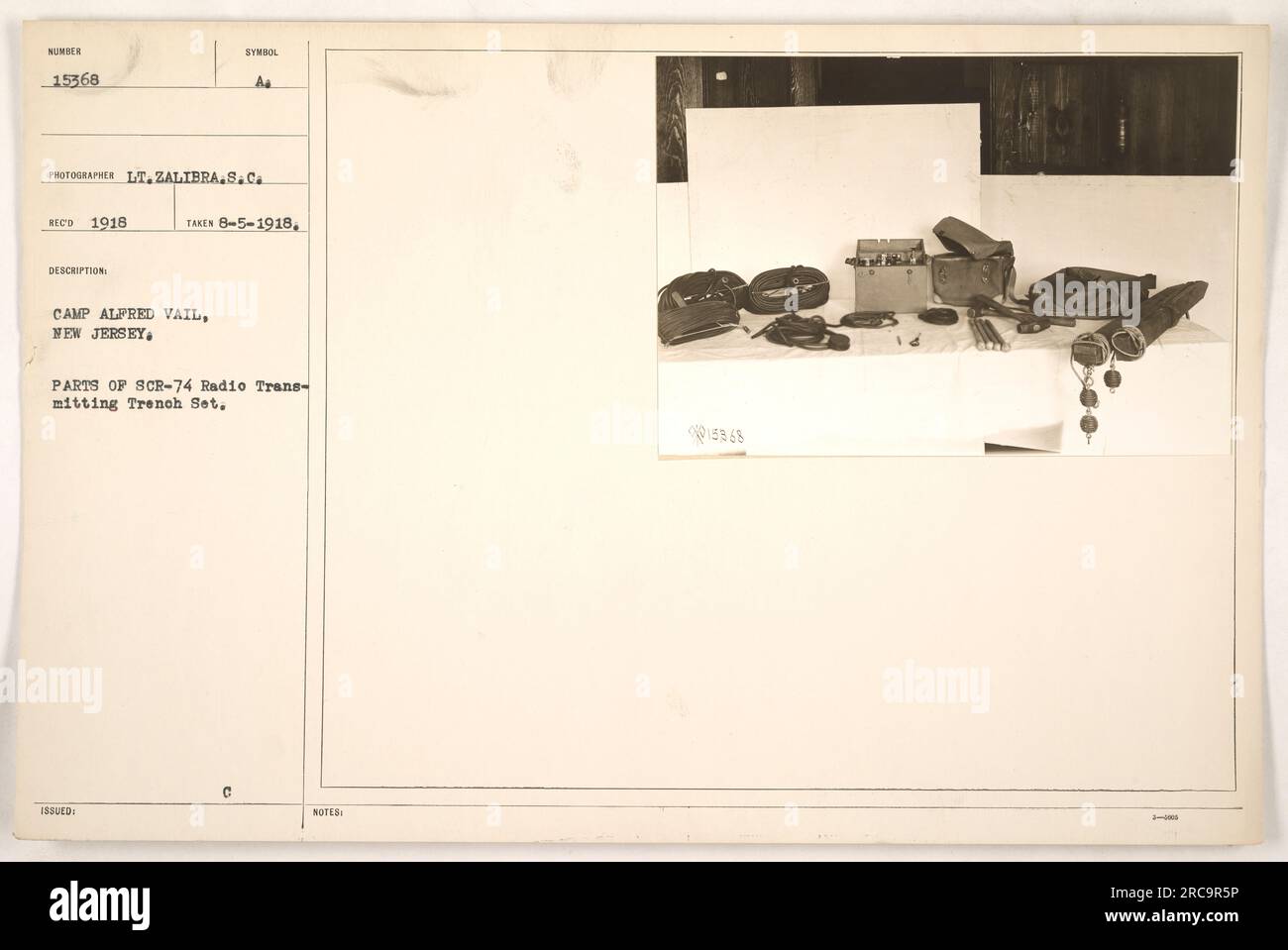 A photograph taken by Lt. Zalibra in 1918 at Camp Alfred Vail, New ...