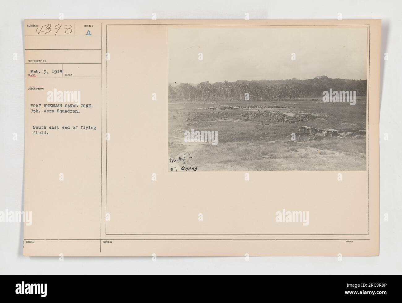 Aerial view of the 7th Aero Squadron at Fort Sherman, Canal Zone, taken on February 9, 1918. The ...