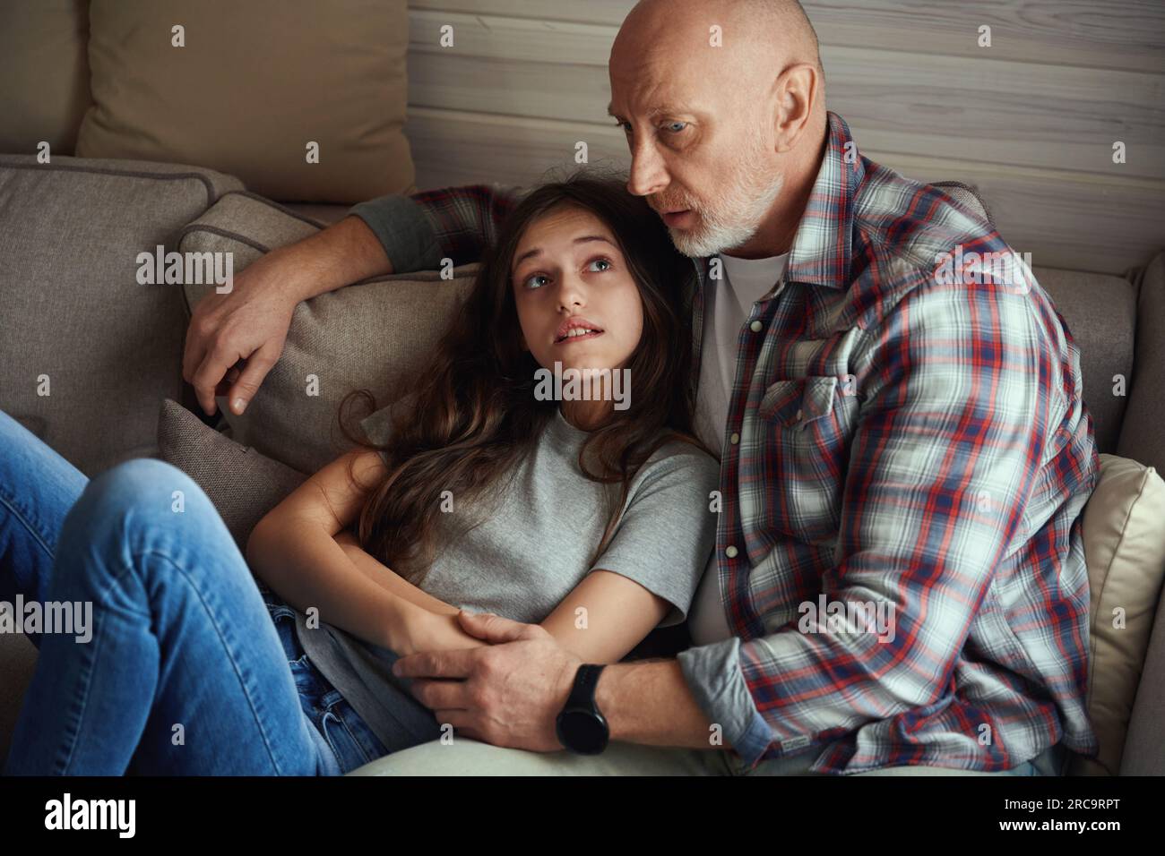 Young sad male teen home father hi-res stock photography and images - Alamy