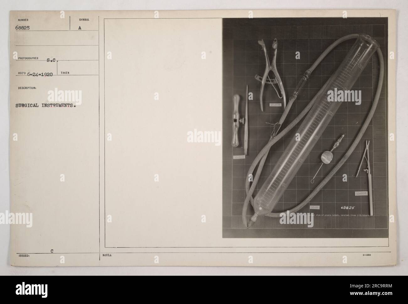 Close-up photograph of surgical instruments used during World War One ...
