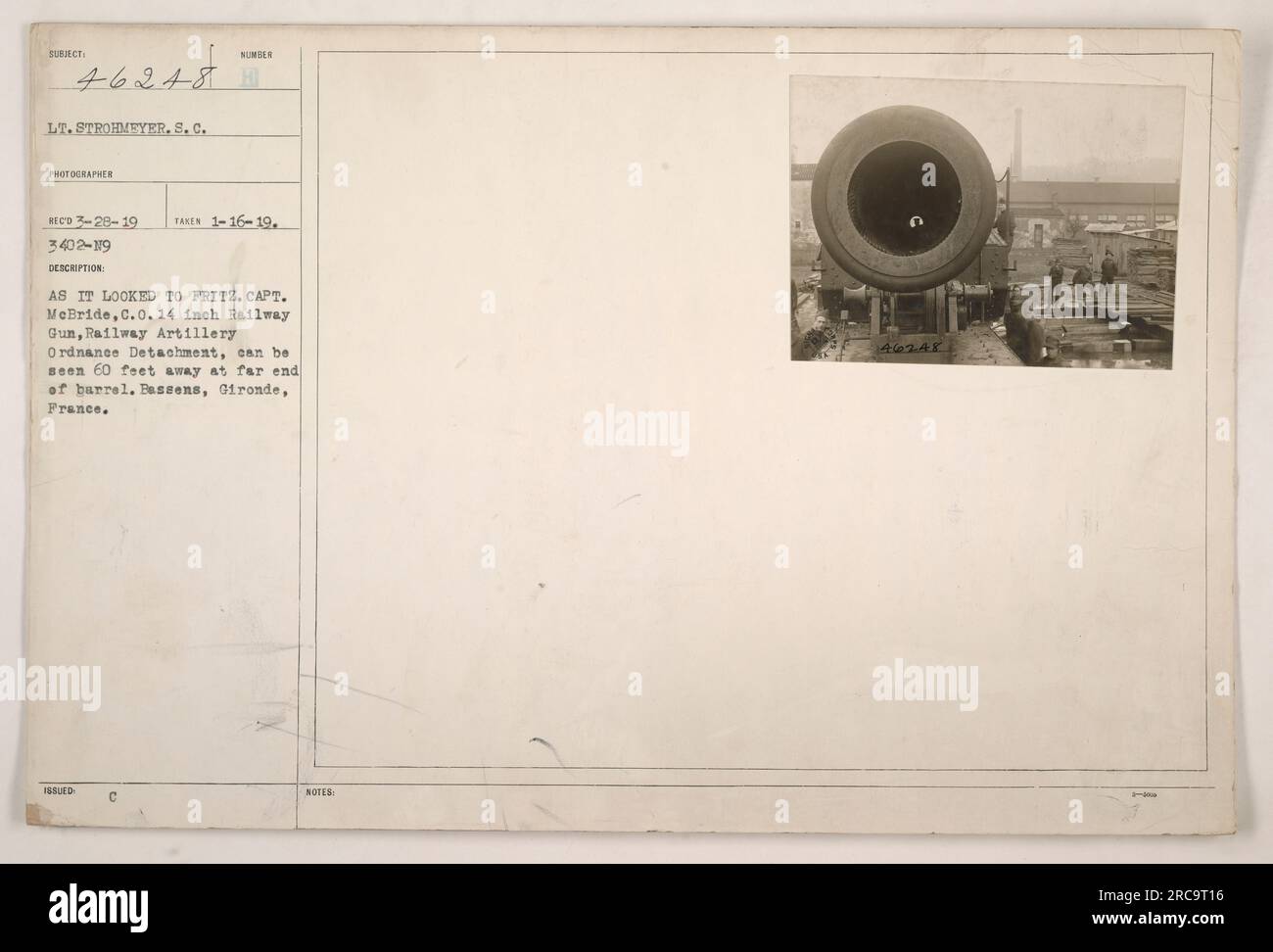 View of Captain McBride, the commanding officer of the 14-inch Railway ...