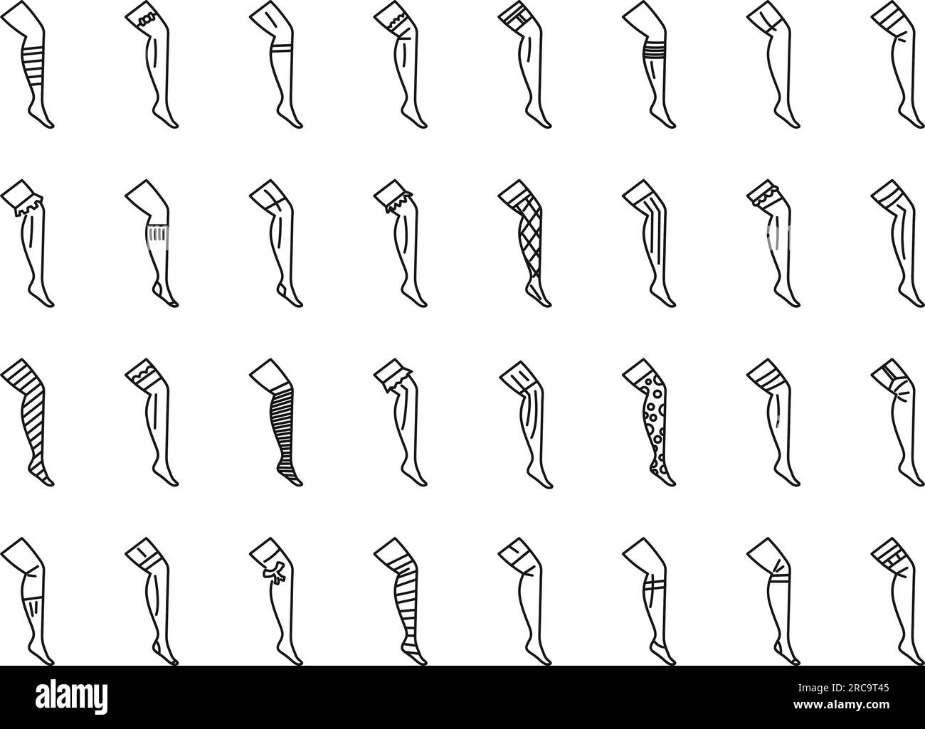 Stockings icons set outline vector. Leg medical. Cotton surgery Stock ...