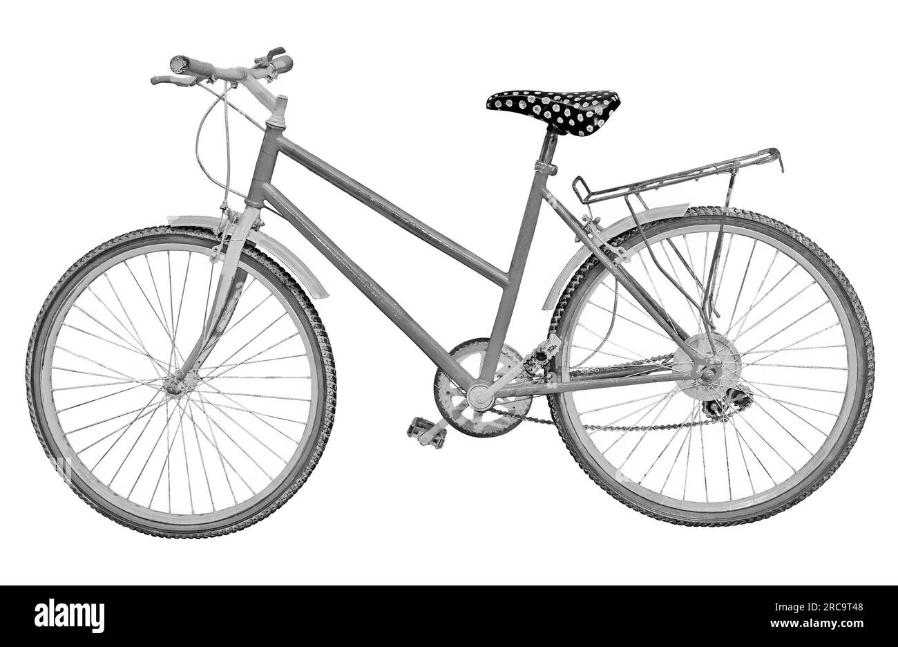 Old bicycle on white background for easy selection - Black and white ...