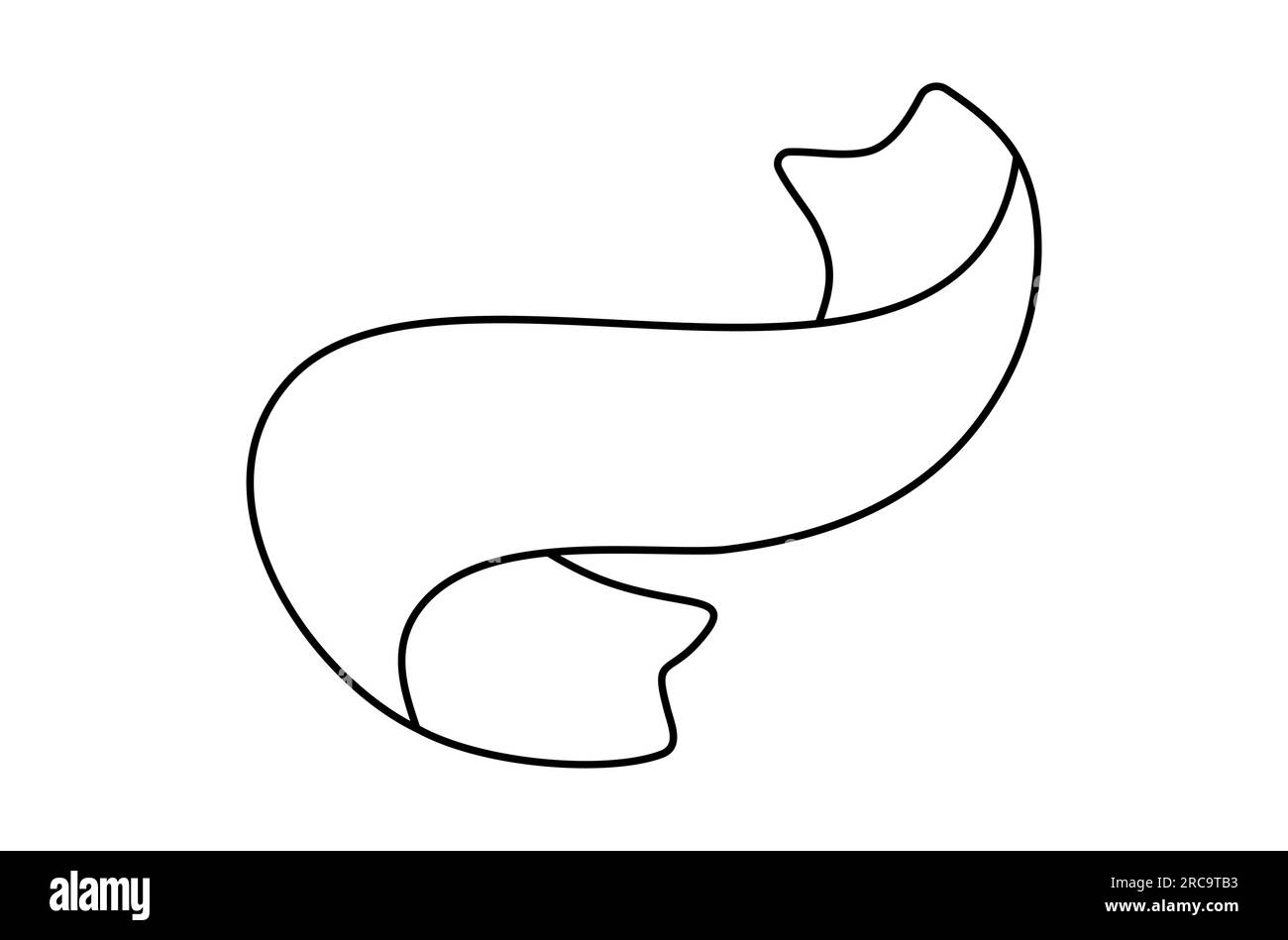 Black monoline ribbon. Line banner icon, Web design element. Hand drawn ...