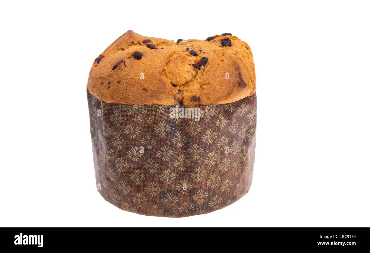 Panettone with chocolate isolated on white background Stock Photo - Alamy