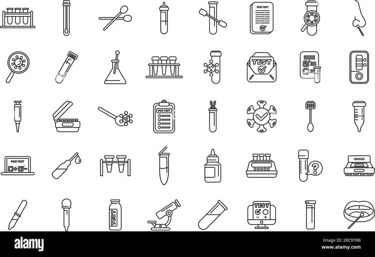 PCR test icons set outline vector. Covid test. Lab swab Stock Vector ...
